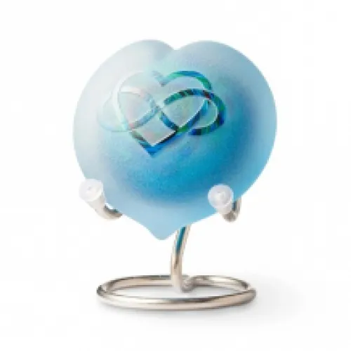 Pebble Hart urn Frosted in blauw met askamer